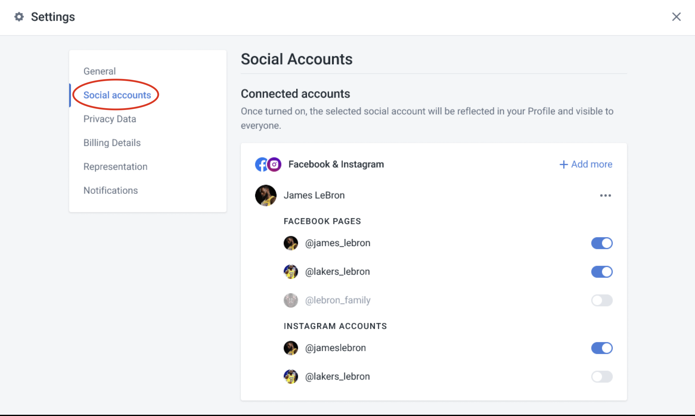 How do I add, hide, or remove social accounts from my profile? – Captiv8