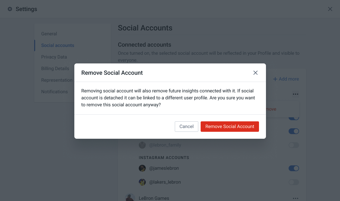 How do I add, hide, or remove social accounts from my profile? – Captiv8